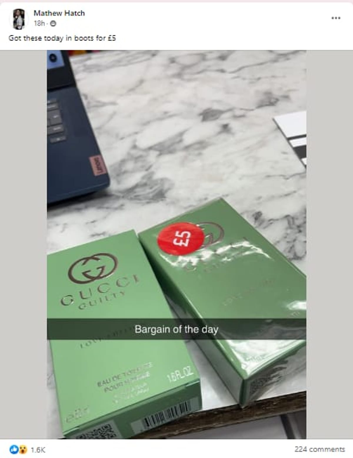 Shoppers Go Wild Over £5 Gucci Guilty Love Pour Homme Fragrance at Boots