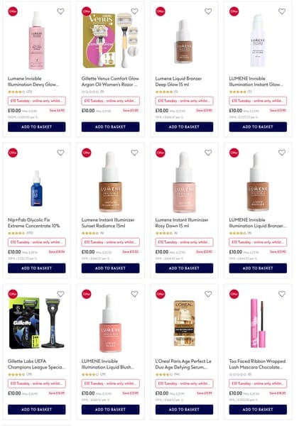 £10 Tuesday Online Only at Boots