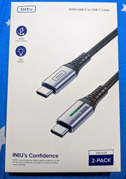 INIU 2m 100W USB-C Fast Charging Nylon Braided Cable, £3.37 at Amazon