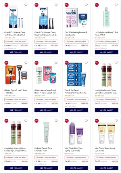 £10 Tuesday Online Only at Boots