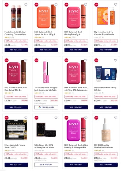 £10 Tuesday Online Only at Boots