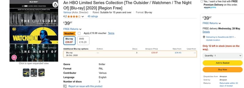 HBO Limited Series Blu-Ray Collection [Region Free], £19.99 at Amazon