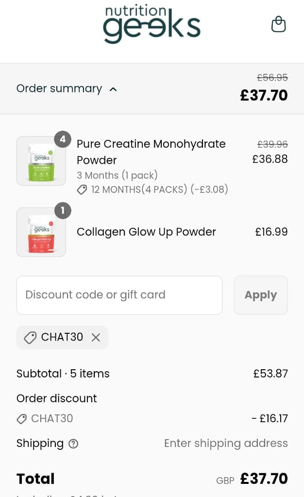Nutrition Geeks Discount Code - 75% Off in May 2026