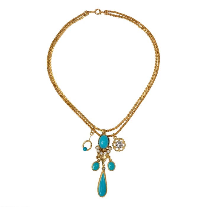 Caramel Vintage Jewellery Gold Turquoise Dream Layered Chain Necklace ...