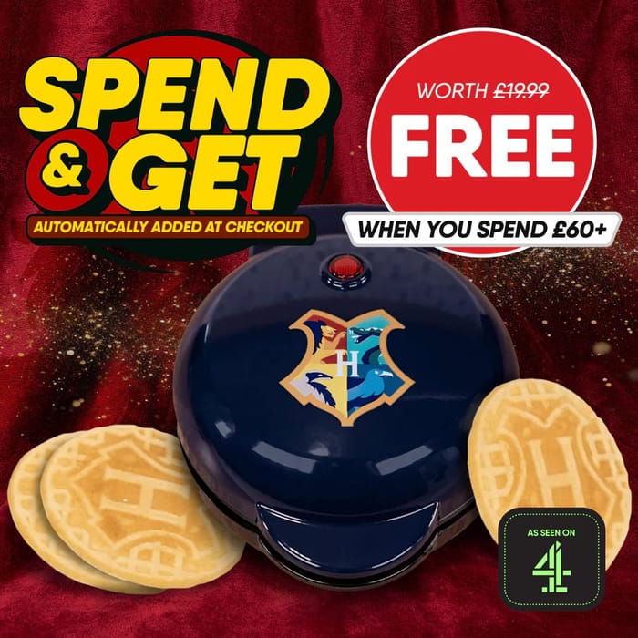 FREE If You Spend £60, Harry Potter Hogwarts Mini Waffle Maker! at ...