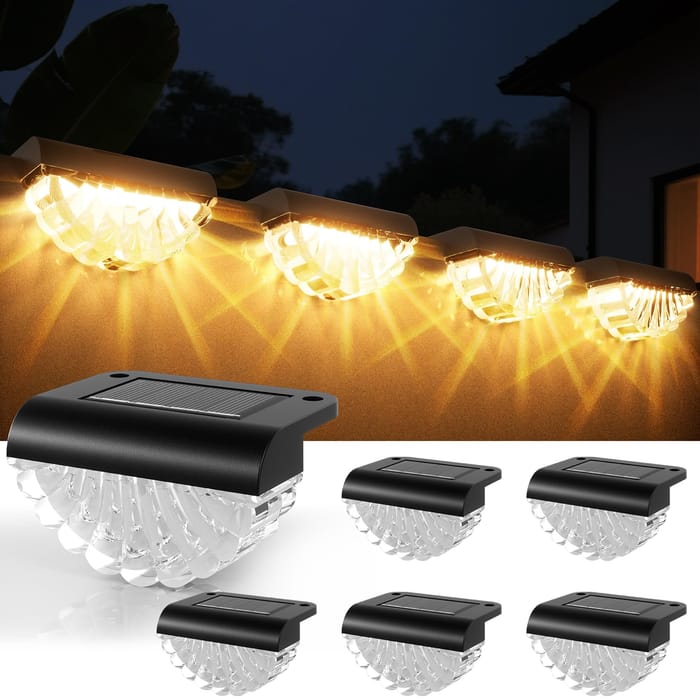 DEAL STACK - Lankey Solar Fence Lights, 6 Pack, Warm White, Waterproof ...