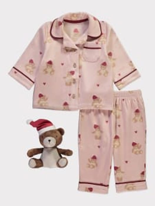 Christmas Santa Teddy Bear Fleece Pyjamas Toy, £5 at ASDA