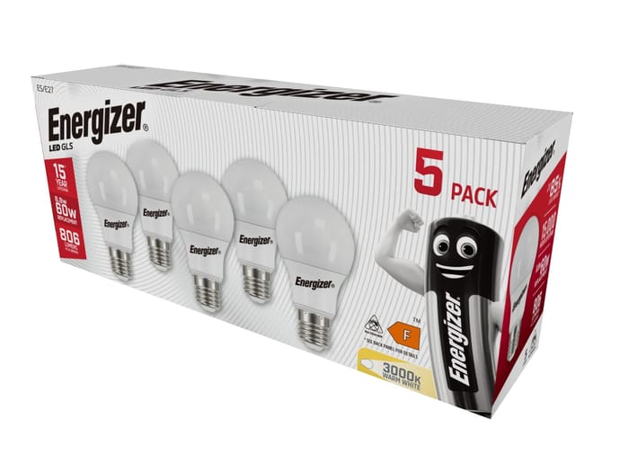 Energizer E27 LED Bulb Warm White 60W Equivalent, Pack of 5, £5.99 at ...