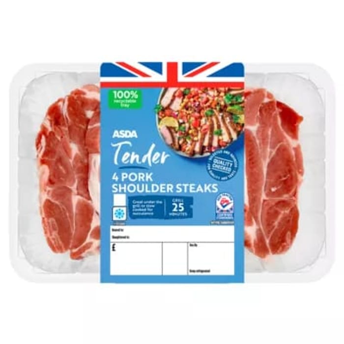 ASDA Tender 4 Pork Shoulder Steaks 700g, £3.52 at ASDA