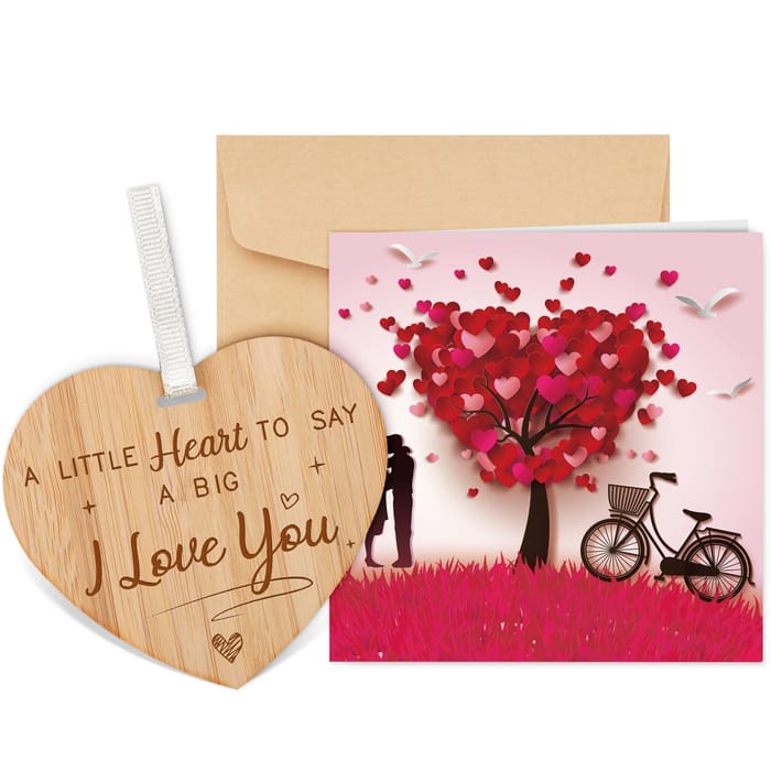 Welsky Valentines Anniversary Card with Wooden Heart Plaque for Couples ...