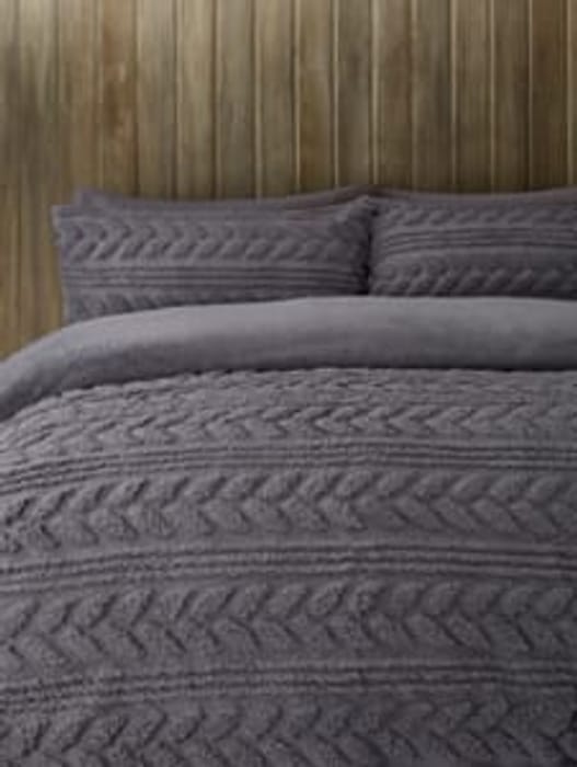Cable Knit Teddy Duvet - Single, £10 at ASDA