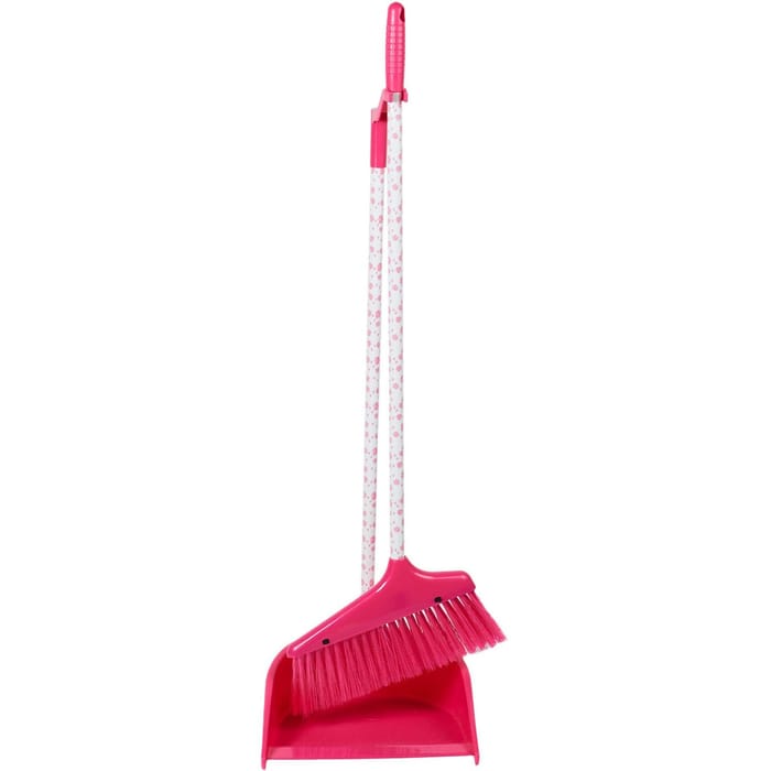 Daisy Pink Broom with Long Handle and Dustpan, £1.50 at Homebase