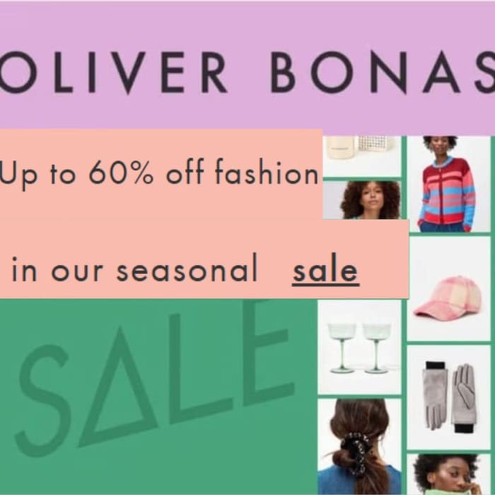 Oliver Bonas Seasonal Sale - up to 60% off on Clothing! at Oliver Bonas