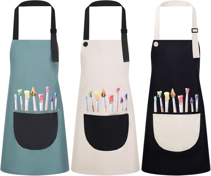 GSrenyu 3-Pack Kids Painting Aprons, Waterproof Artist Apron, £4.99 at ...