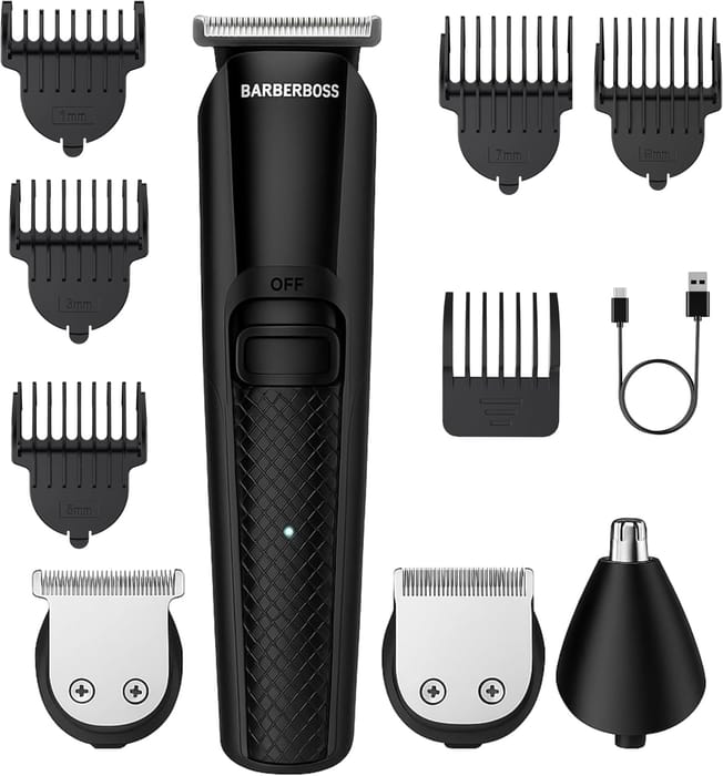 BarberBoss Cordless Trimmer Kit: Beard, Hair, Nose and Ear, USB, £7.83 ...