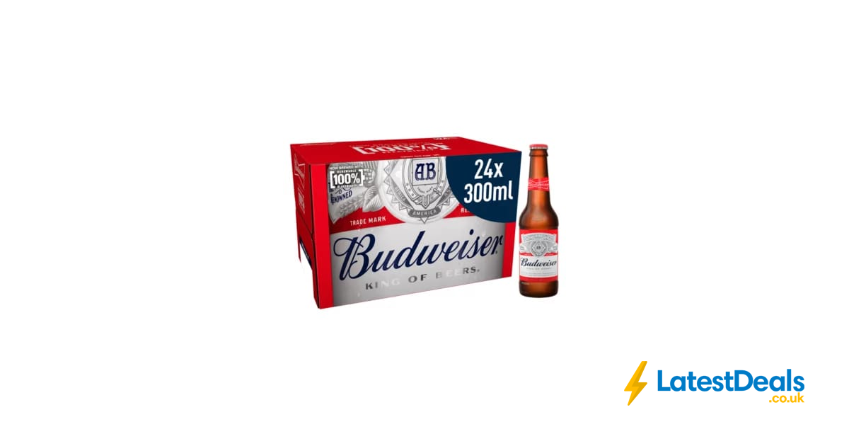 Budweiser Lager Beer Bottles 24x300ml, £14 at ASDA