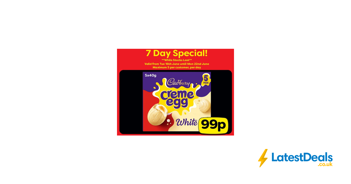 *INSTORE ONLY DEAL* Cadbury's Creme Egg White - 5 Pack, £0.99 at Farmfoods